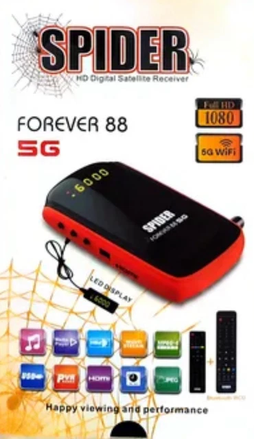 RÉCEPTEUR SATELLITE NUMÉRIQUE Spider Forever 88 5G Full HD IPTV WiFi avec 10 ans EUR 140,22 ...