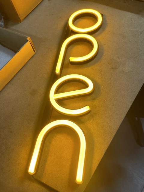 LED OPEN YELLOW Shop Sign Neon Display Window Hanging Light for Bar ...