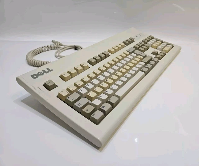 DELL AT102W PS2 Mechanical Keyboard "BigFoot" Tested Yellowed Vintage ...