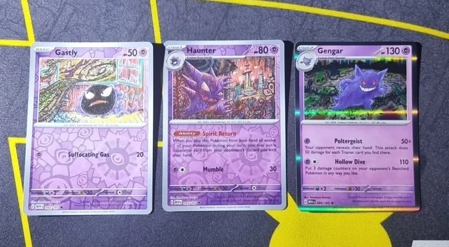 POKEMON GENGAR 094/165 151 Holo & Reverse Evolution Line Bundle Gastly ...
