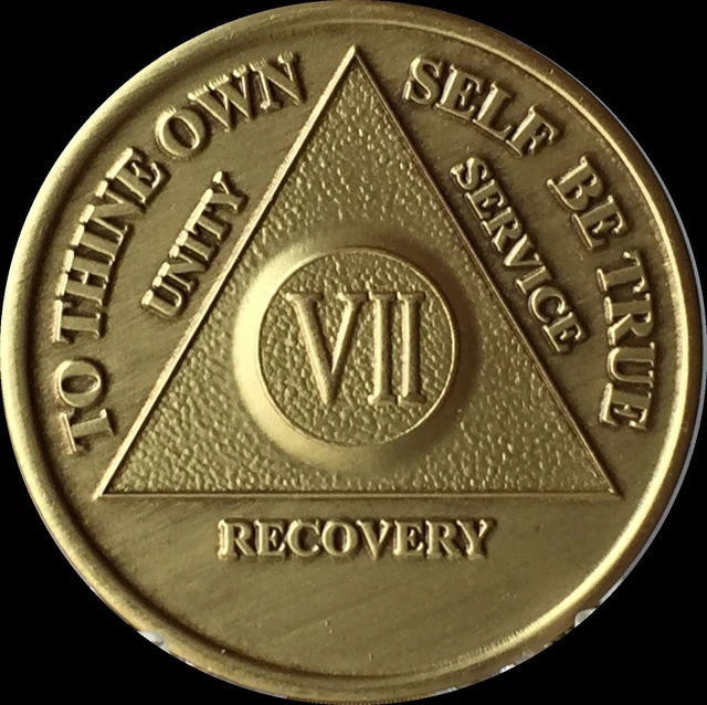 7 YEAR AA Medallion Alcoholics Anonymous Sobriety Chip Coin VII Seven ...