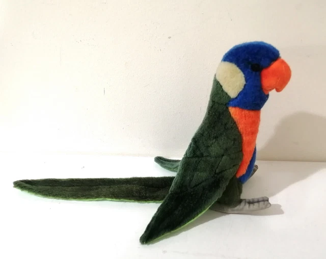 HAMLEYS RAINBOW LORIKEET Parrot Soft Stuffed Toy Birds Long Tail 7.5 cm ...
