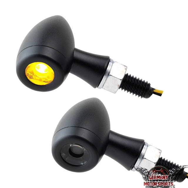 MINI MICRO LED Motorrad Blinker Bullet Style schwarz e-geprüft vorn ...