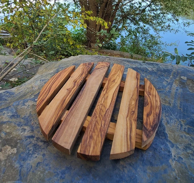 DESSOUS DE PLAT rond bois d'olivier EUR 27,90 - PicClick FR