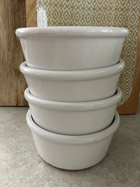 4 X CHARLIE Bigham's White Ceramic Pie Dishes/Ramekins/Souffle Bowls ...