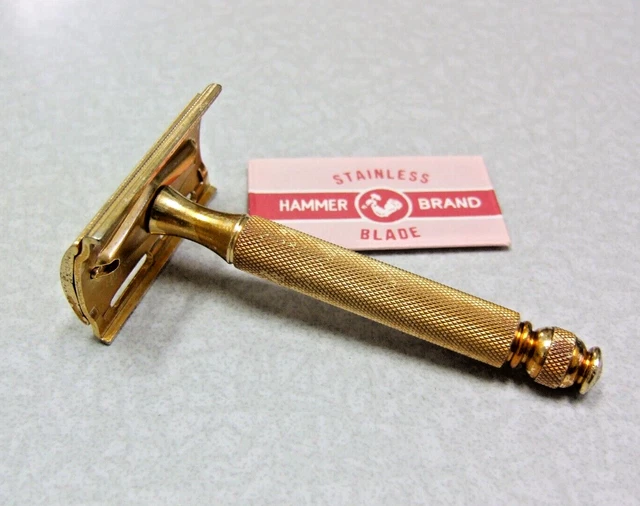 VINTAGE GILLETTE 1940S Gold TECH DE Safety Razor $29.00 - PicClick