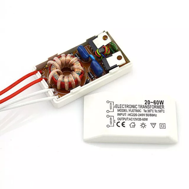 ELEKTRONISCHER HALOGEN-TRAFO 230V auf 12V, 20-60 W Dimmbar Lampen ...