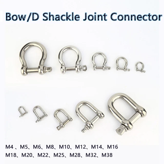 304 STAINLESS STEEL Bow/D Shackle Joint Connector Marine Grade Shackles ...