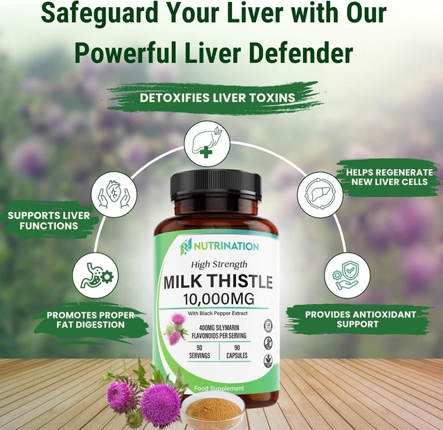 MILK THISTLE 10000MG High Strength 400mg Silymarin 90 Capsules ...