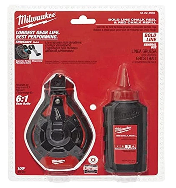MILWAUKEE TOOLS - 48-22-3986 - Bold Line Chalk Reel And Red Chalk ...