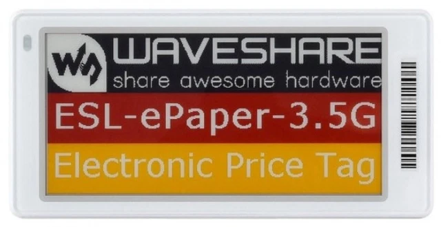 WAVESHARE ESL-EPAPER-3.5G, E-PAPER-FARB-DISPLAY, 384 × 184 Pixel, BLE 5 ...