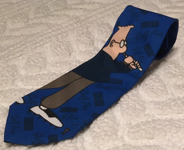 VINTAGE RALPH MARLIN Mens Tie 1997 Dilbert Golf Blue Made in USA $5.10 ...