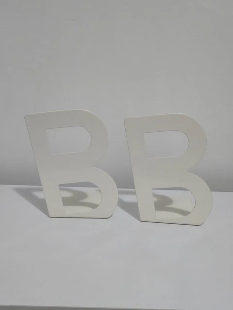 PAIR OF IKEA "Billy" White Letter B Slanted Metal Bookends $9.99 - PicClick