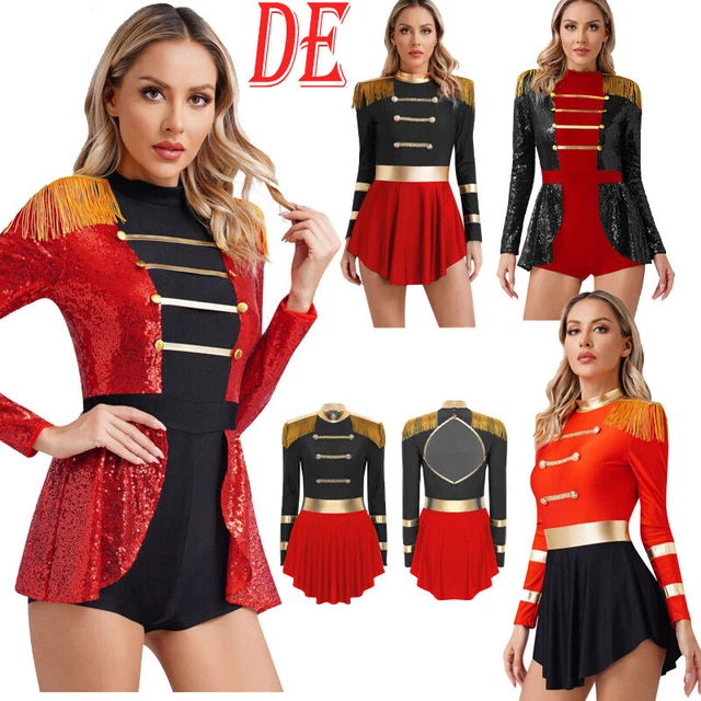 DE DAMEN SEXY Langarm Ringmaster Bodysuit Kleid Karneval Cosplay Kostüm ...