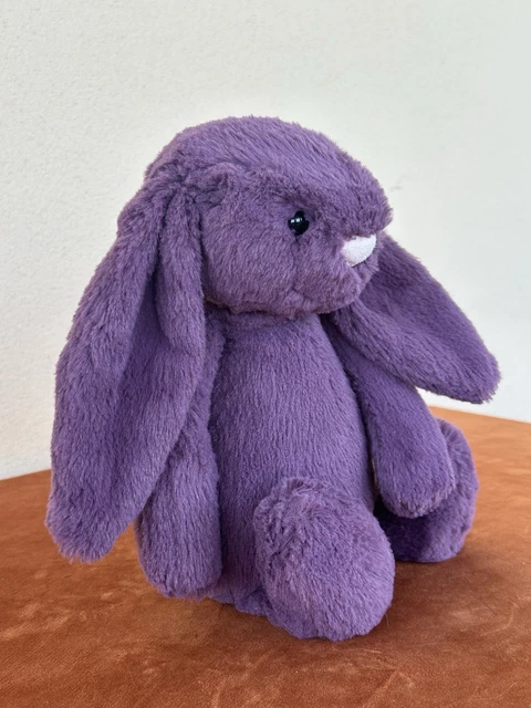 JELLYCAT MEDIUM BASHFUL Plum Bunny Retired Rare Soft Toy Purple Rabbit ...