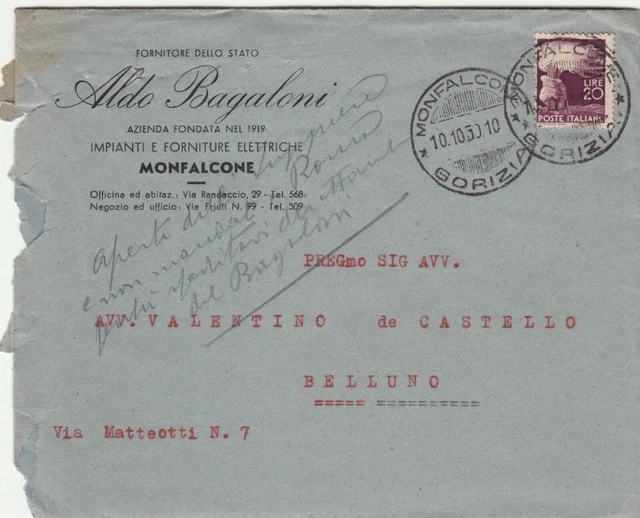RE2175 - DEMOCRATICA Singolo Isolato Su Lettera 10-10-50 EUR 8,00 ...