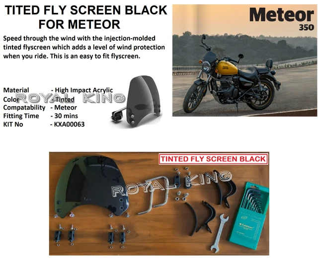 ROYAL ENFIELD &TINTED FLY SCREEN" For METEOR 350 with Express Shipping ...