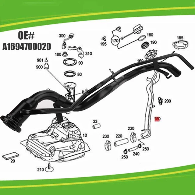 EINFÜLLSTUTZEN TANK EINFÜLLROHR für MERCEDESA-Klasse W169 2004-2012 ...