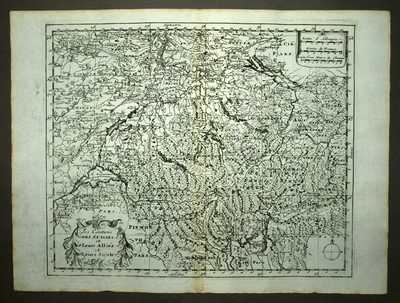 SWITZERLAND AND ITS cantons map of sanson 1700, etching print £62.83 ...