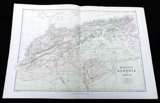 MAP OF ALGERIA North Africa Tangiers Tunis Morocco Antique Original ...