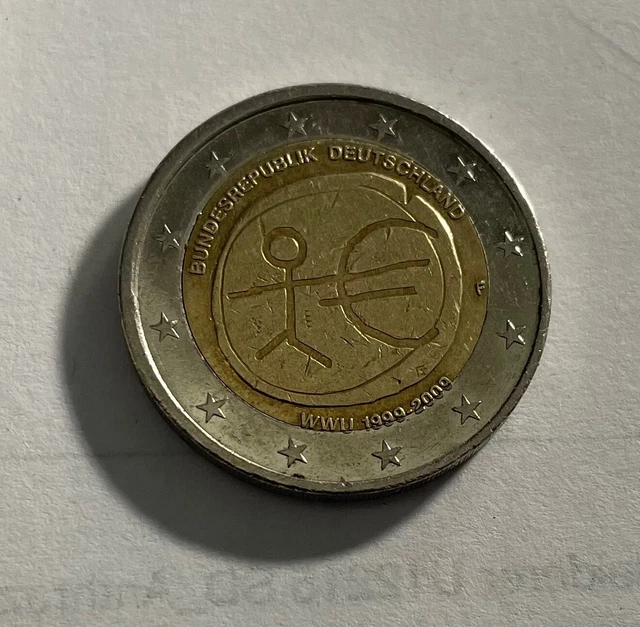 2 EURO MÜNZE Fehlprägung Deutschland 1999-2009 Strichmännchen 10 Jahre WWU EUR 89,40 - PicClick DE