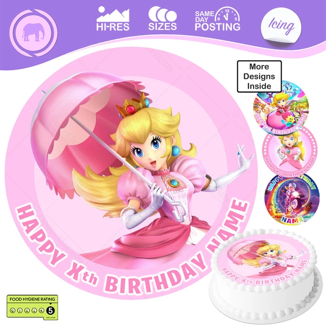 PRINCESS PEACH CAKE Topper Mario Personalised Birthday Decoration ...