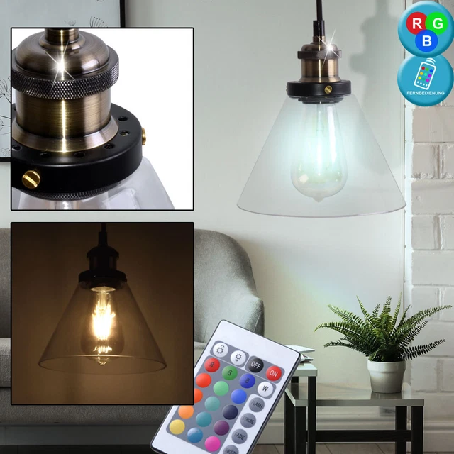 LED PENDULE LUMINAIRE Modulable la Vie Chambre Éclairage Plafond RGB ...