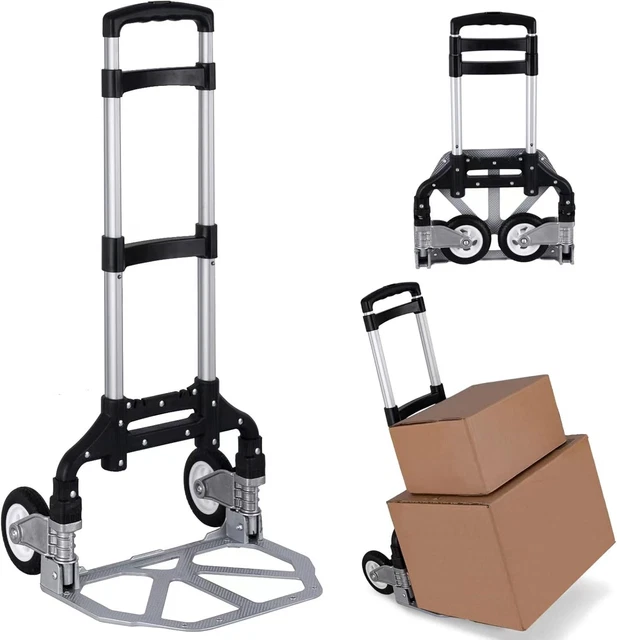 440 LBS FOLDABLE Push Cart Dolly: Heavy-Duty 360° Swivel Hand Truck in ...
