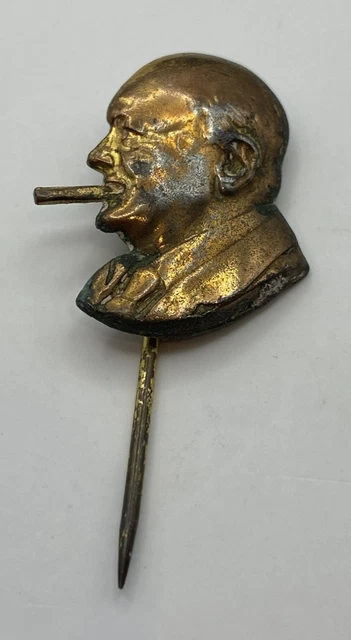 1940S VINTAGE Anti- TB (Tuberculosis) Pin Winston Churchill Smoking a ...