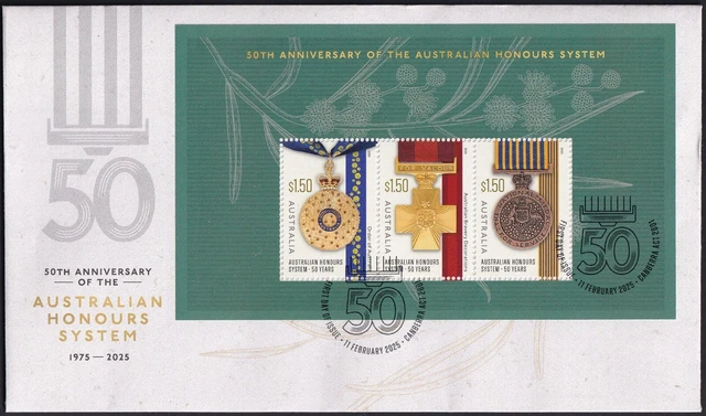 2025 : 50TH Anniversary of the Australian Honours system minisheet FDC ...