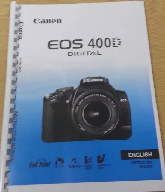 CANON EOS 400D Full User Manual Guide Instructions Printed 180 Pages A5 ...