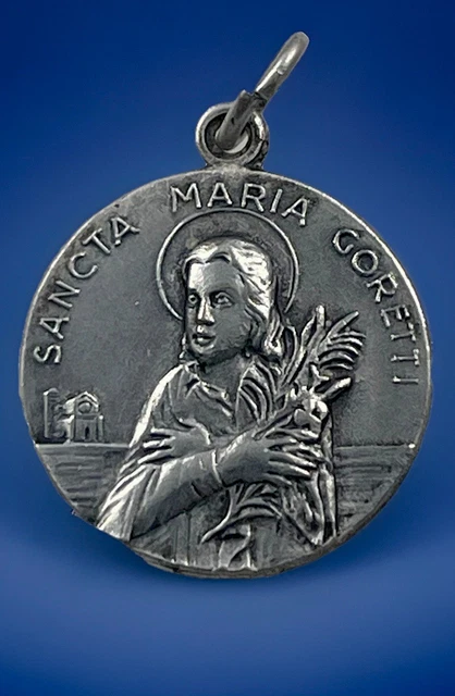 VINTAGE CATHOLIC SANCTA Maria Goretti, Mary Silver Tone Religious Medal ...