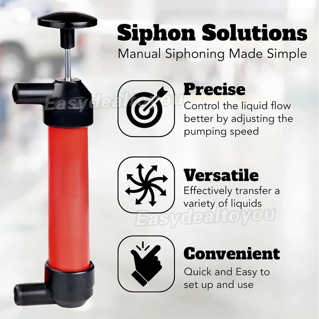 MANUAL HAND GAS Oil Liquid Syphon Transfer Pump Siphon Pump Kit Hose ...