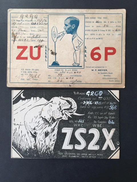 SOUTH AFRICA 1934/6 Qsl Cards (2) Zs2X + Zu6P £2.49 - PicClick UK