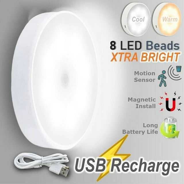 RECHARGEABLE MOTION SENSOR Human Body Induction Lights LED Wireless ...