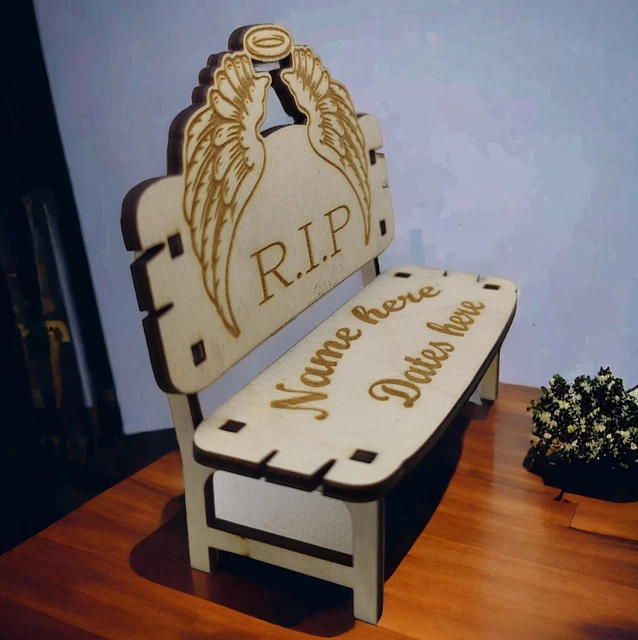 IN LOVING MEMORY RIP memorial bench for loved ones Wings and Halo mum ...