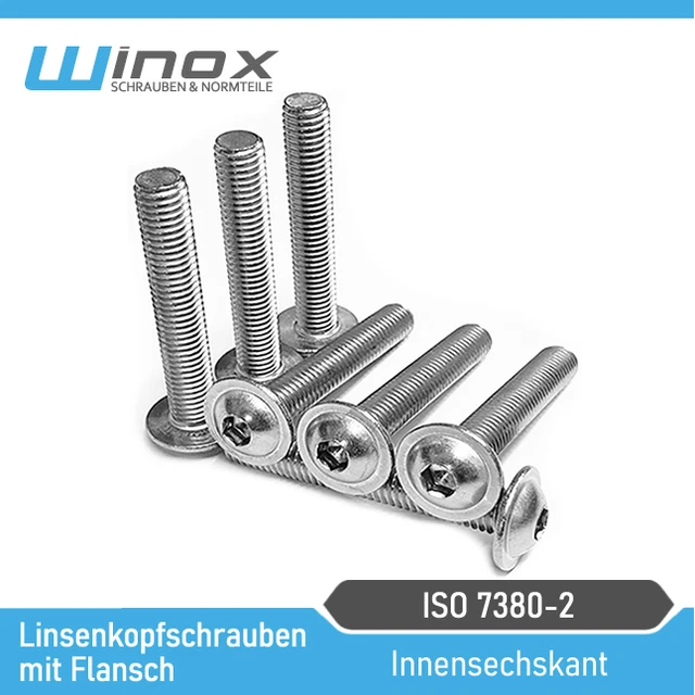 LINSENKOPFSCHRAUBEN MIT FLANSCH ISO 7380-2 Edelstahl A2 V2A M3 M4 M5 M6 M8 M10 EUR 3,59 ...