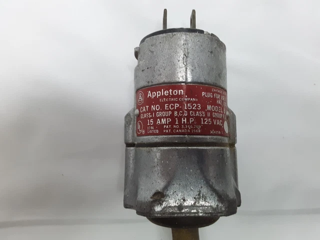 APPLETON PLUG FOR Hazardous Locations Cat# ECP-1523 Model B *FOR PARTS ...