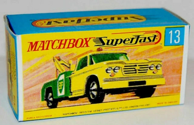 MATCHBOX SUPERFAST NO 13 Dodge Wreck truck Repro Empty Box style G $9. ...