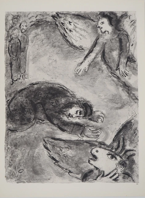 MARC CHAGALL : La Bible, Satan teste la foi de Job, Héliogravure, 1960 ...