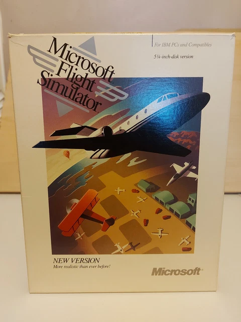 MICROSOFT FLIGHT SIMULATOR 4.0 | IBM PC Big Box | 5 1/4" Floppy Disk £ ...