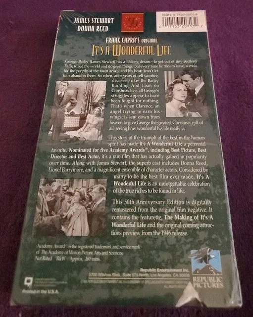 IT'S A WONDERFUL Life VHS 50th Anniversary Edition James Stewart Donna ...