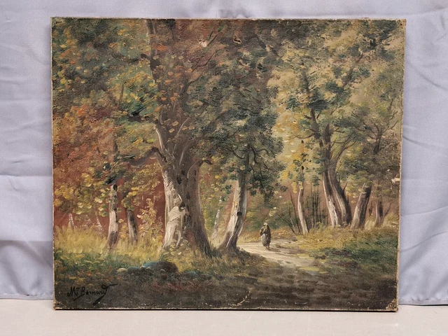 ANCIEN TABLEAU / Huile sur Toile signée BERNARY ? Paysage Sous-bois ...