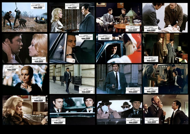 16 PHOTOS GERMAN Alain Delon "Un Cop" Jean-Pierre Melville lobby cards ...