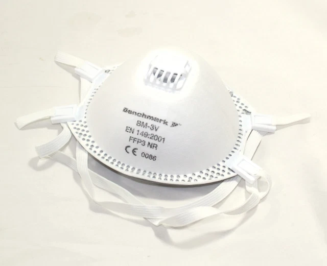 BENCHMARK BM-3V BOX of 10 FFP3 Valved Disposable Respirator Face Masks ...