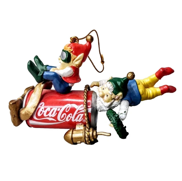 SANTA'S ELVES COCA-COLA Coke Can Sled Sleigh Holiday Decor Christmas ...