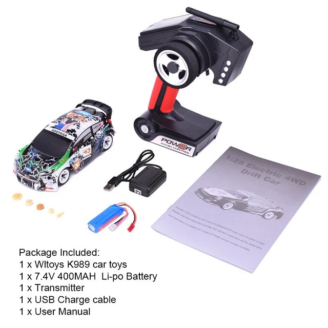 WLTOYS K989 RC Rally Car 1:28 Drift Car 4WD Off-road 2.4G Alloy chassis ...