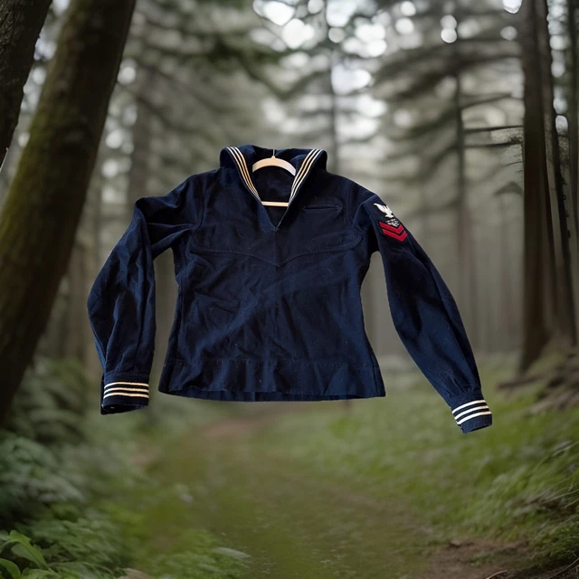 VINTAGE WW2 US NAVY Uniform Top Cracker Jack Sailor 100% Wool Jacket ...