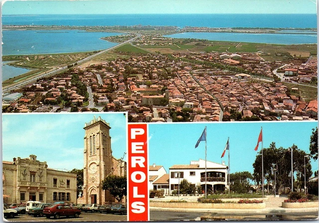 34 PEROLS - Vue aerienne, l'eglise, le square EUR 4,00 - PicClick FR