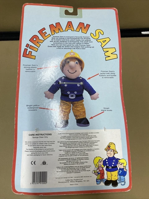VINTAGE FIREMAN SAM Plush Toy new on card by Golden Bear figure approx ...